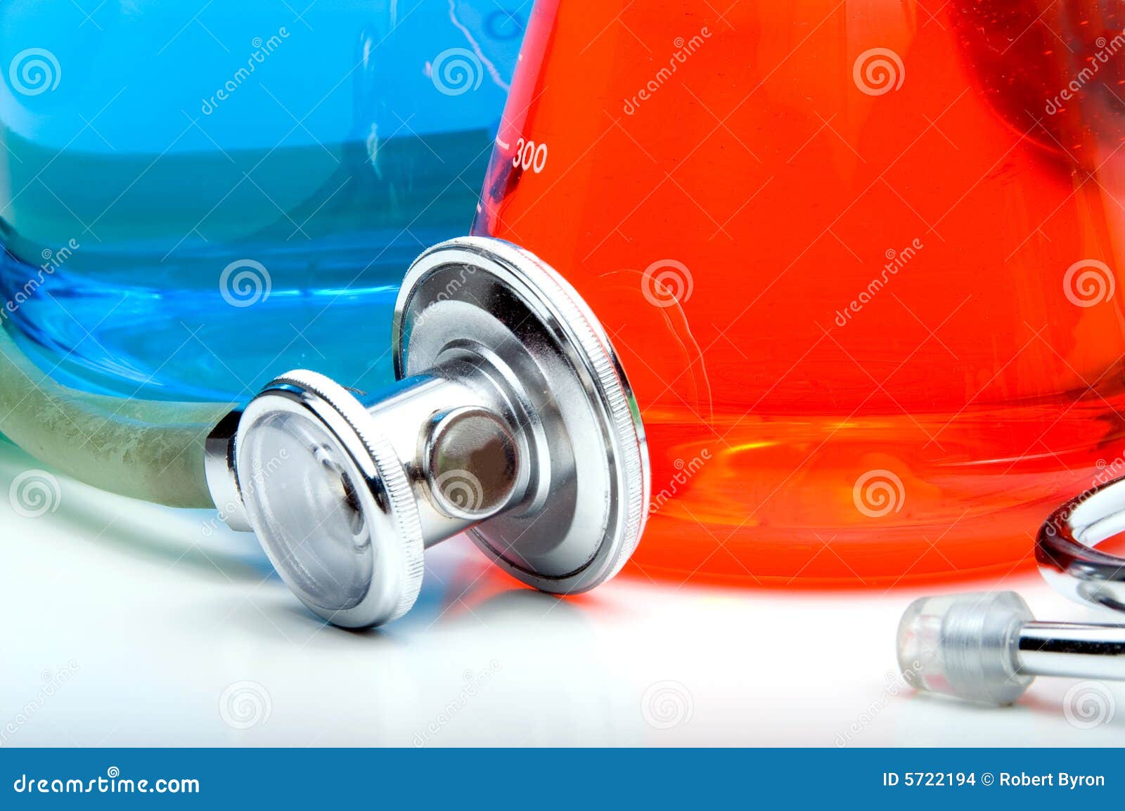 Medical Beakers Syringe And Stethoscope Royalty-Free Stock Photography ...