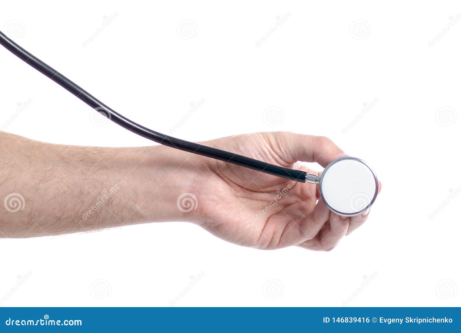 Stethoscope in hand stock photo. Image of illness, isolated - 146839416