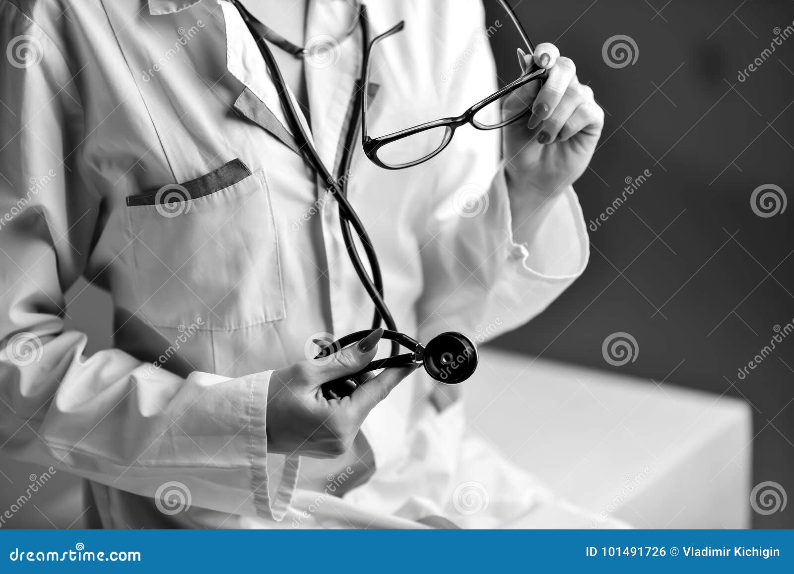 A stethoscope in the hands stock photo. Image of health - 101491726