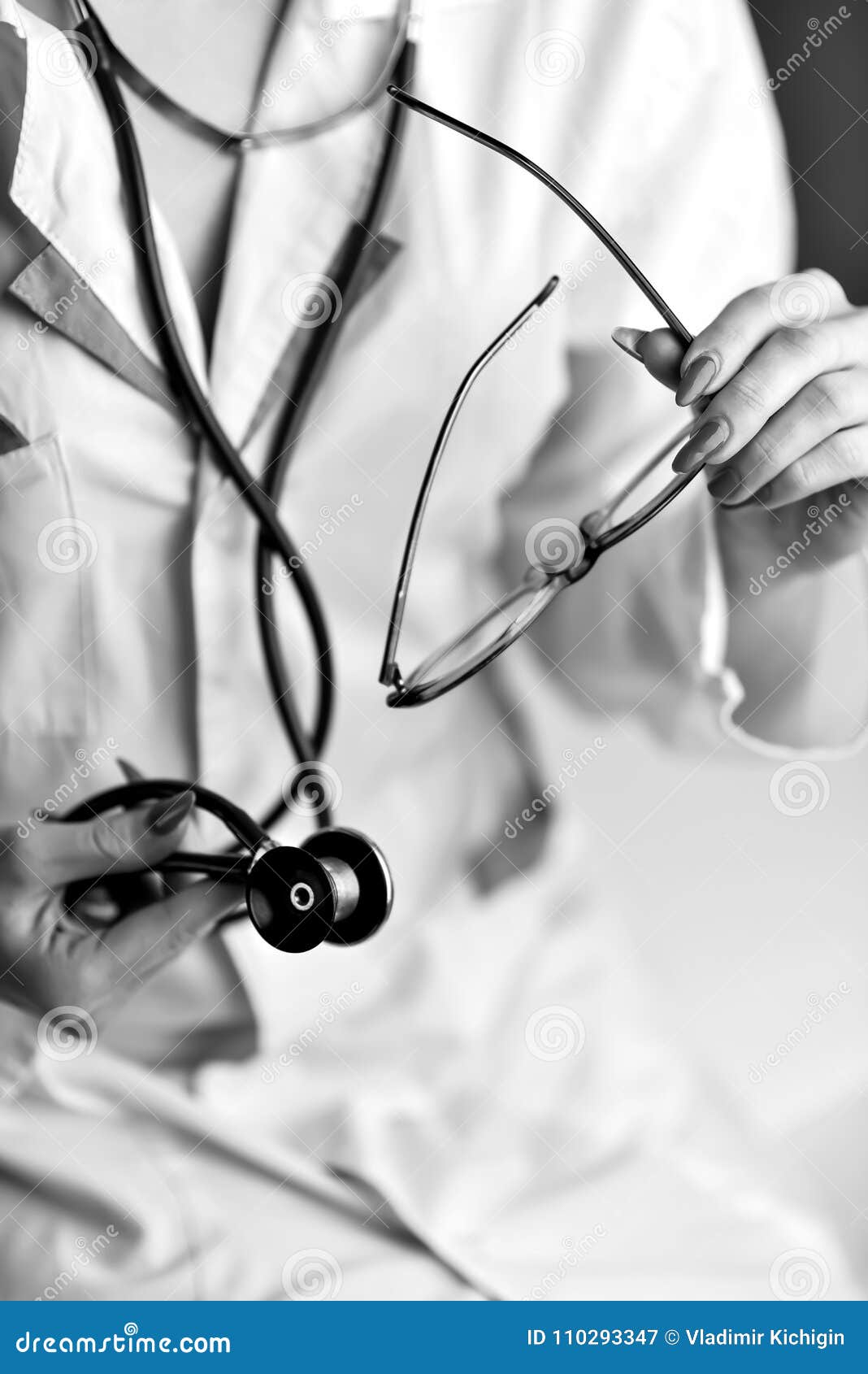 A stethoscope in the hands stock image. Image of hospital - 110293347