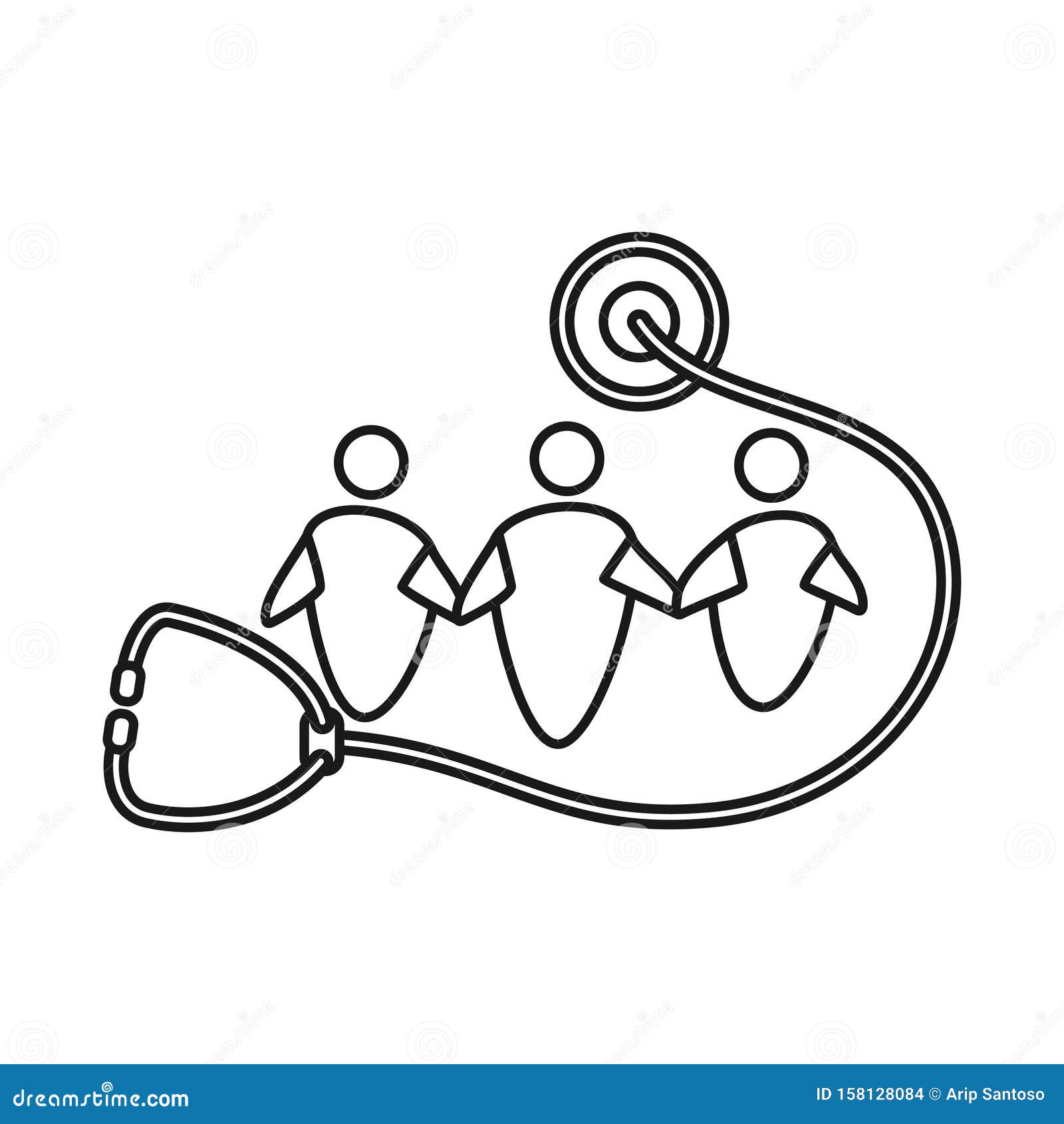Stethoscope Health Commitment Teamwork Together Outline Logo Stock Vector - Illustration of ...