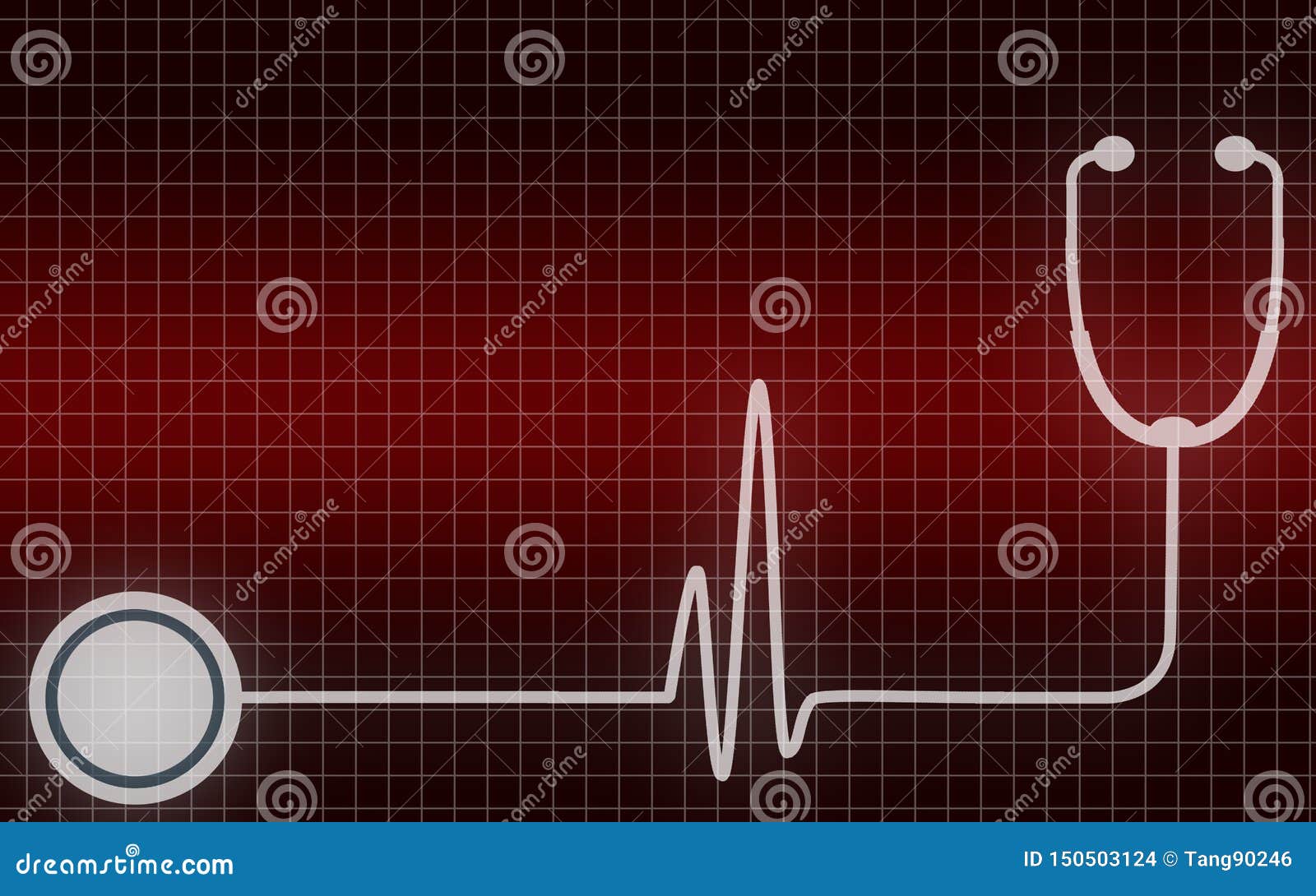 Stethoscope With A Heart Beat Cardiogram Stock Illustration ...