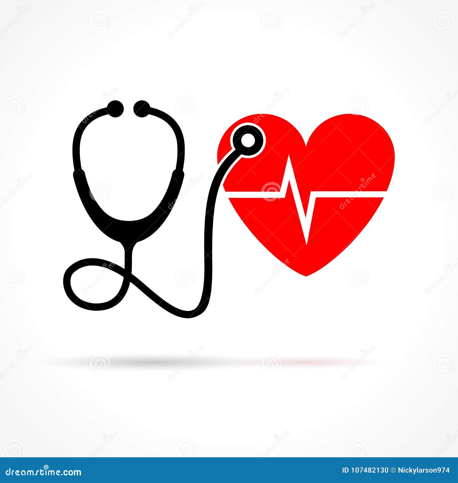 Stethoscope and heart stock vector. Illustration of hospital - 107482130
