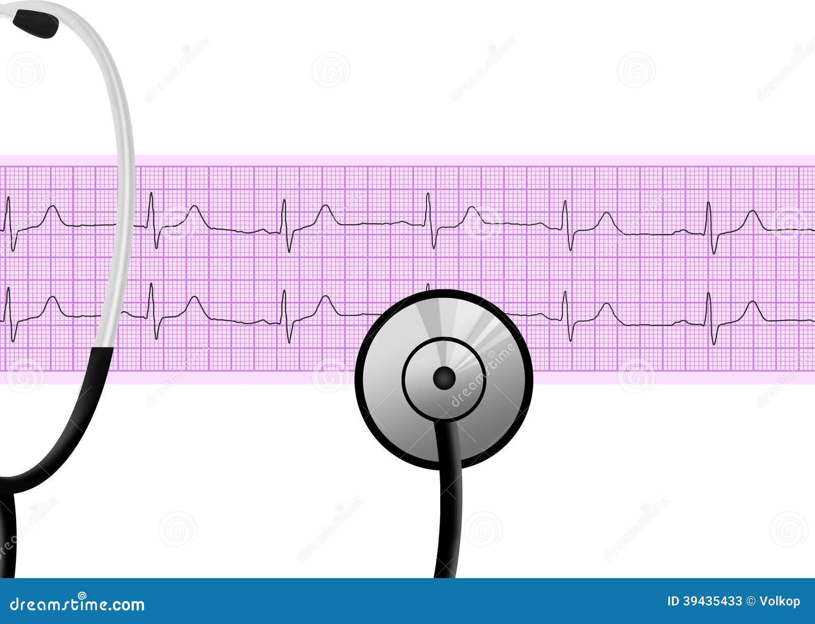 Stethoscope on Heartbeat Graph Stock Illustration - Illustration of ...