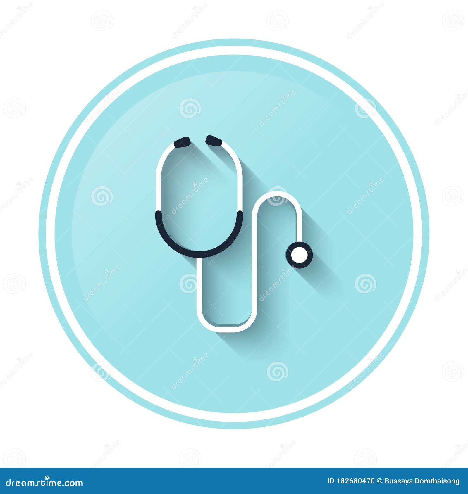 Stethoscope Icon Medical & Health Care Symbol Blue Square and White ...