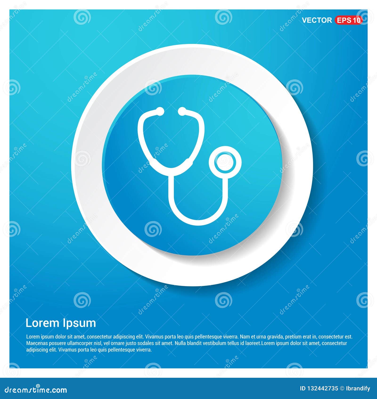 Stethoscope Icon Abstract Blue Web Sticker Button Stock Vector ...
