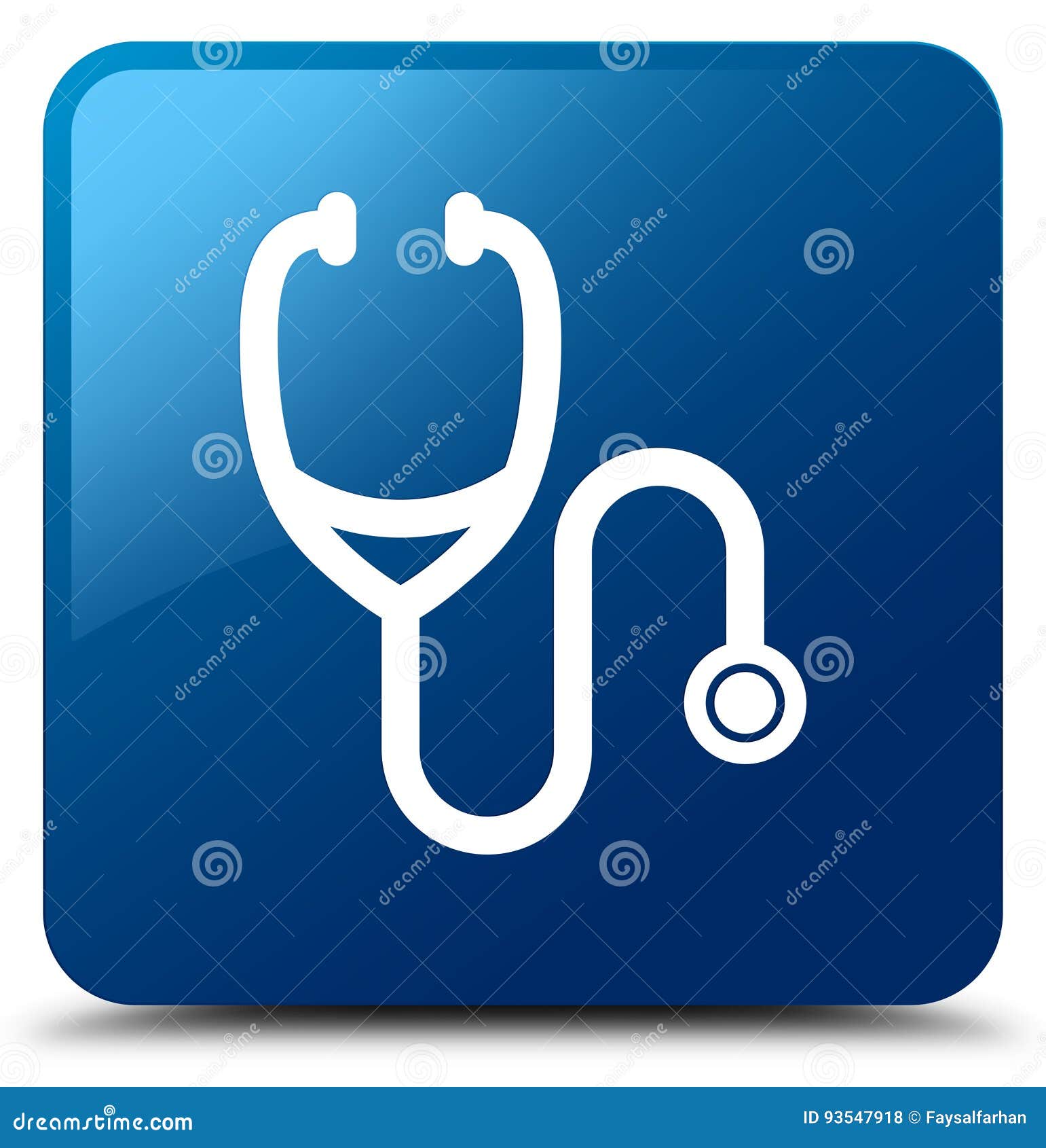 Stethoscope Icon Blue Square Button Stock Illustration - Illustration ...