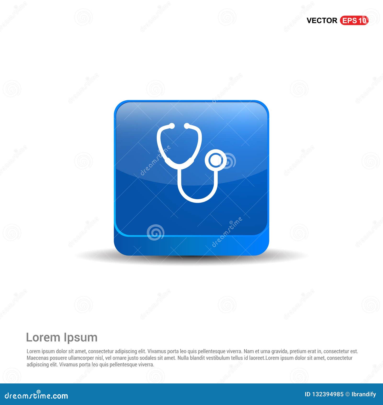Stethoscope Icon - 3d Blue Button Stock Vector - Illustration of button ...