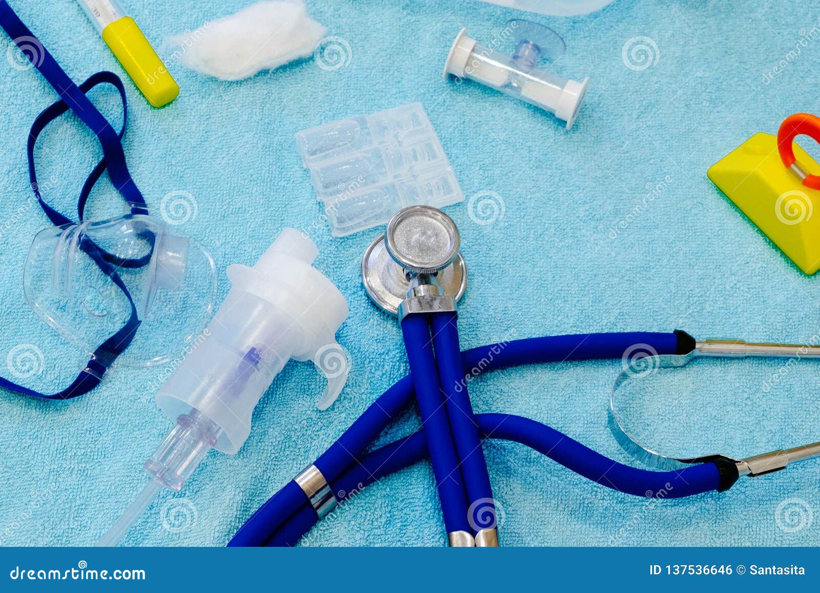 Table with Medical Accessories for Respiratory Rehabilitation ...
