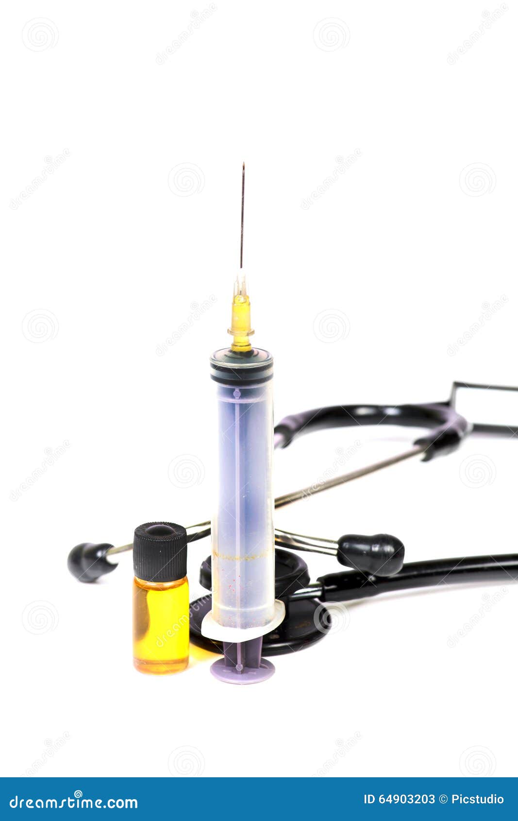 Stethoscope and injection stock image. Image of equipment - 64903203