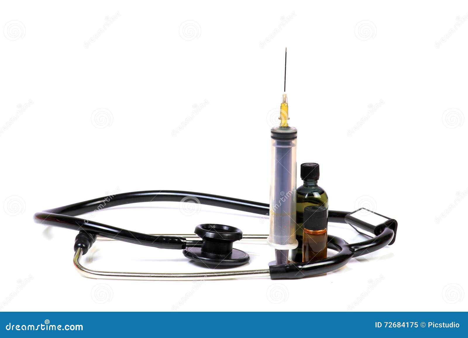 Stethoscope and injection stock image. Image of stethoscope - 72684175