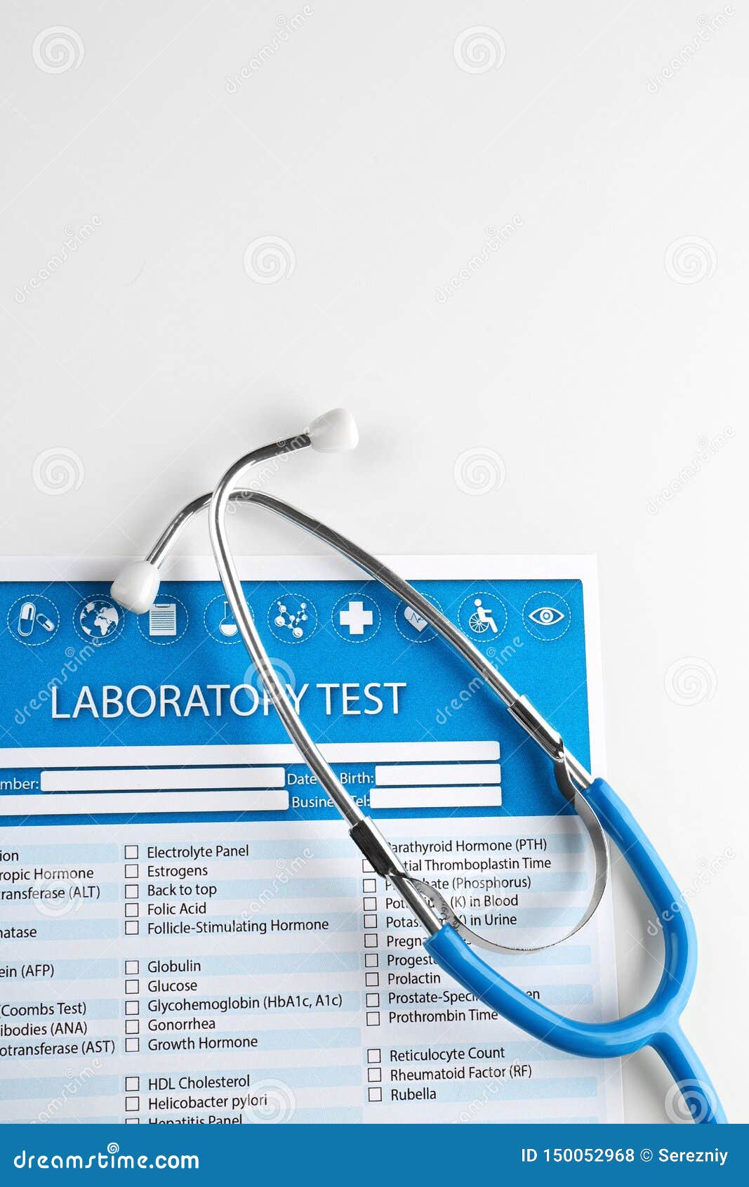 Stethoscope and Laboratory Test on White Background Stock Photo - Image ...
