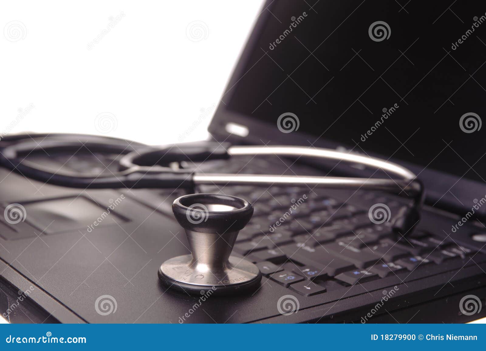 Stethoscope on laptop stock photo. Image of information - 18279900