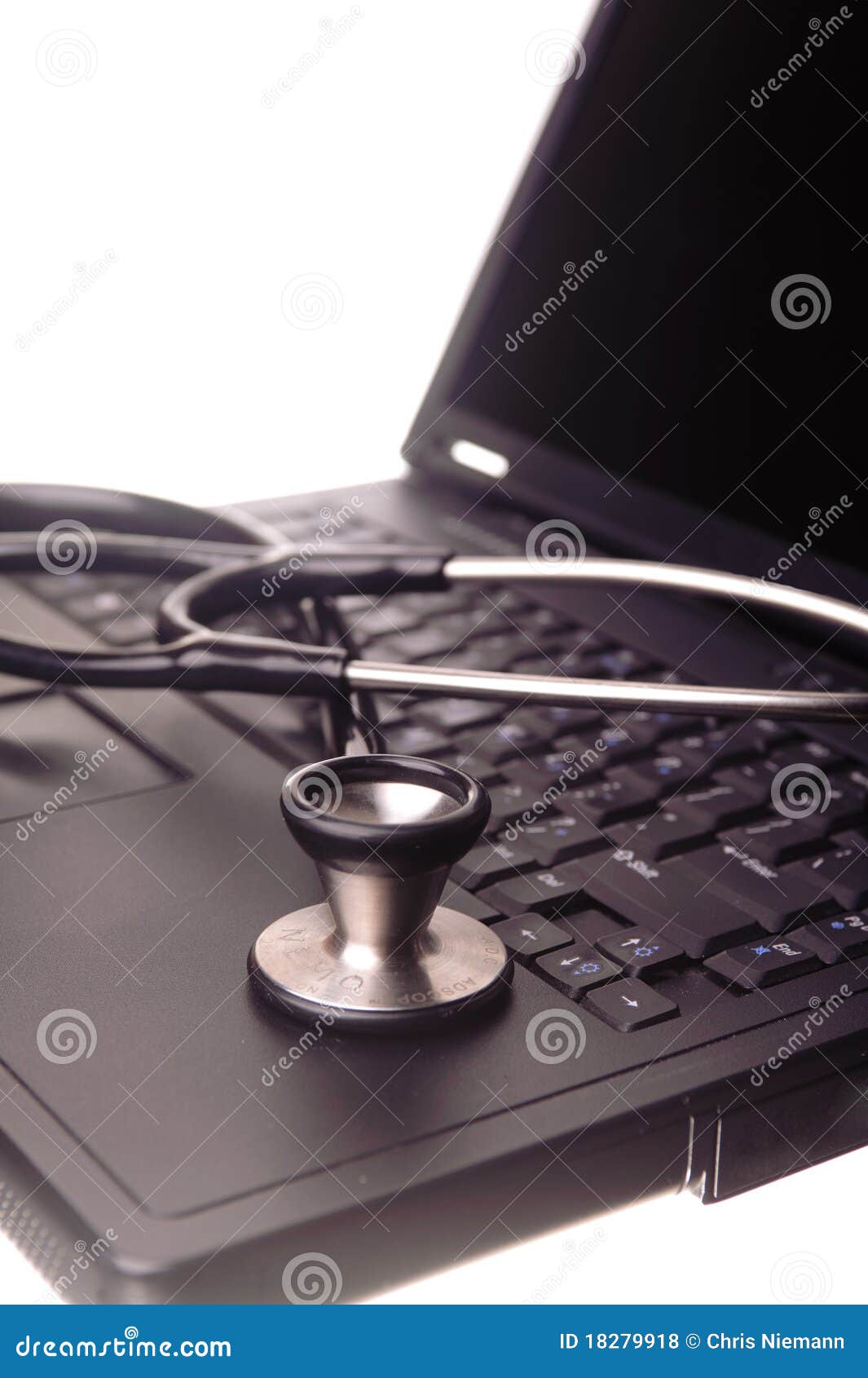 Stethoscope on laptop stock photo. Image of information - 18279918