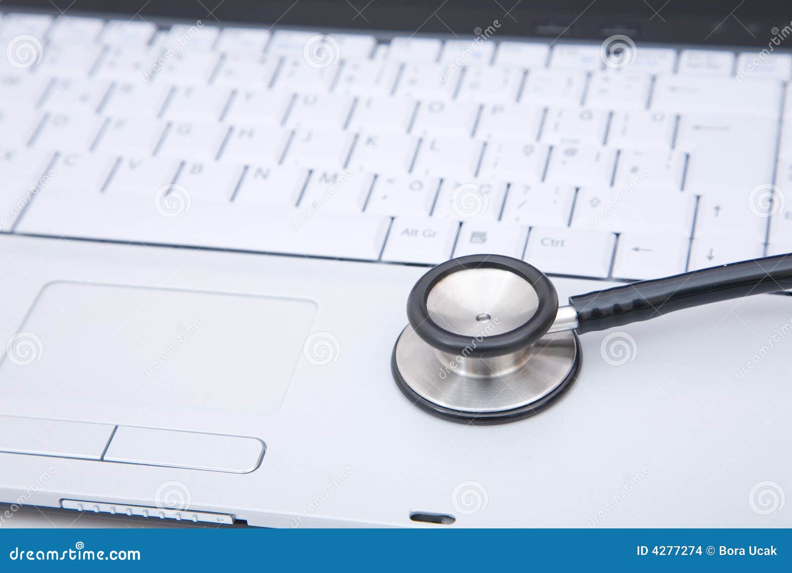 Stethoscope on laptop stock photo. Image of illness, medical - 4277274
