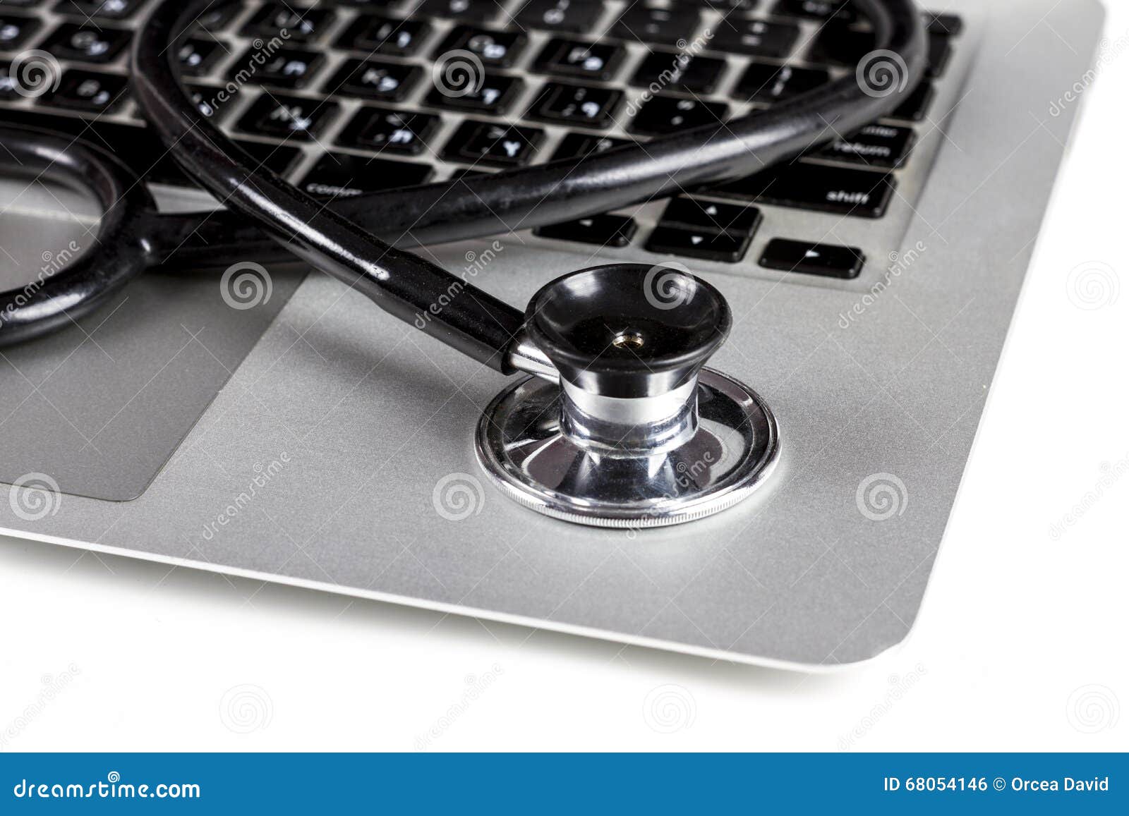 Stethoscope on Laptop stock photo. Image of hospital - 68054146