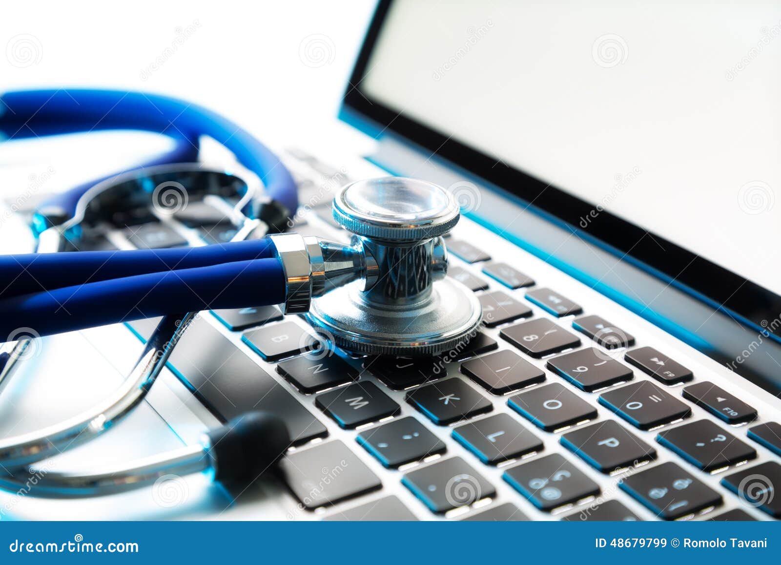Stethoscope on laptop stock image. Image of notebook - 48679799