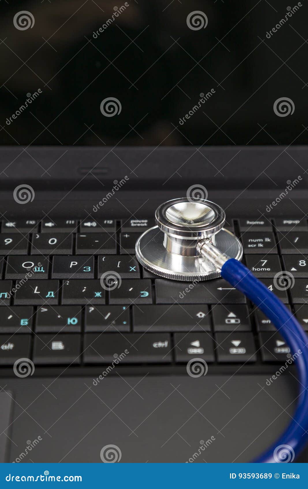 Stethoscope on a laptop stock image. Image of diagnostic - 93593689