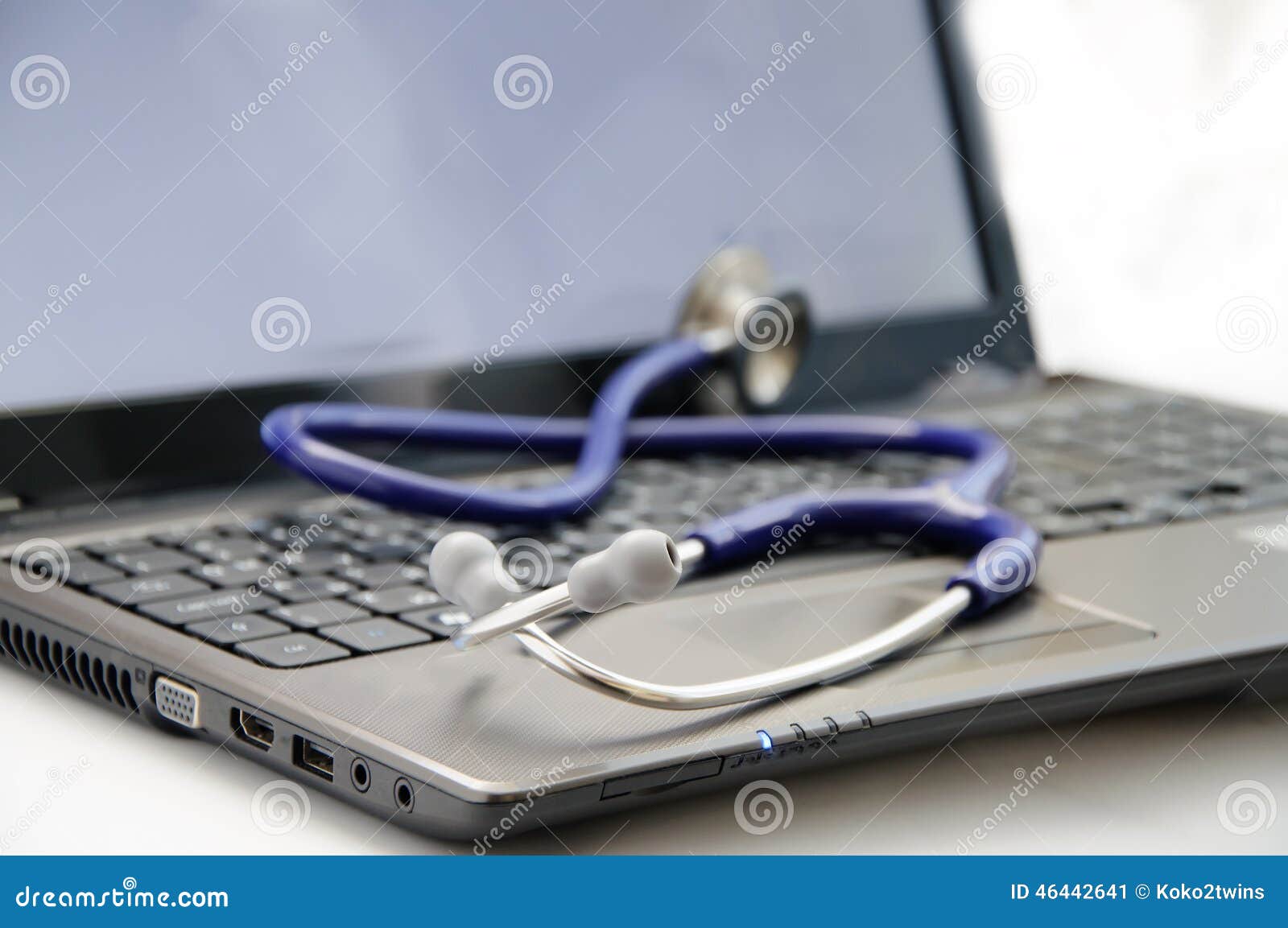 Stethoscope on laptop stock image. Image of communication - 46442641