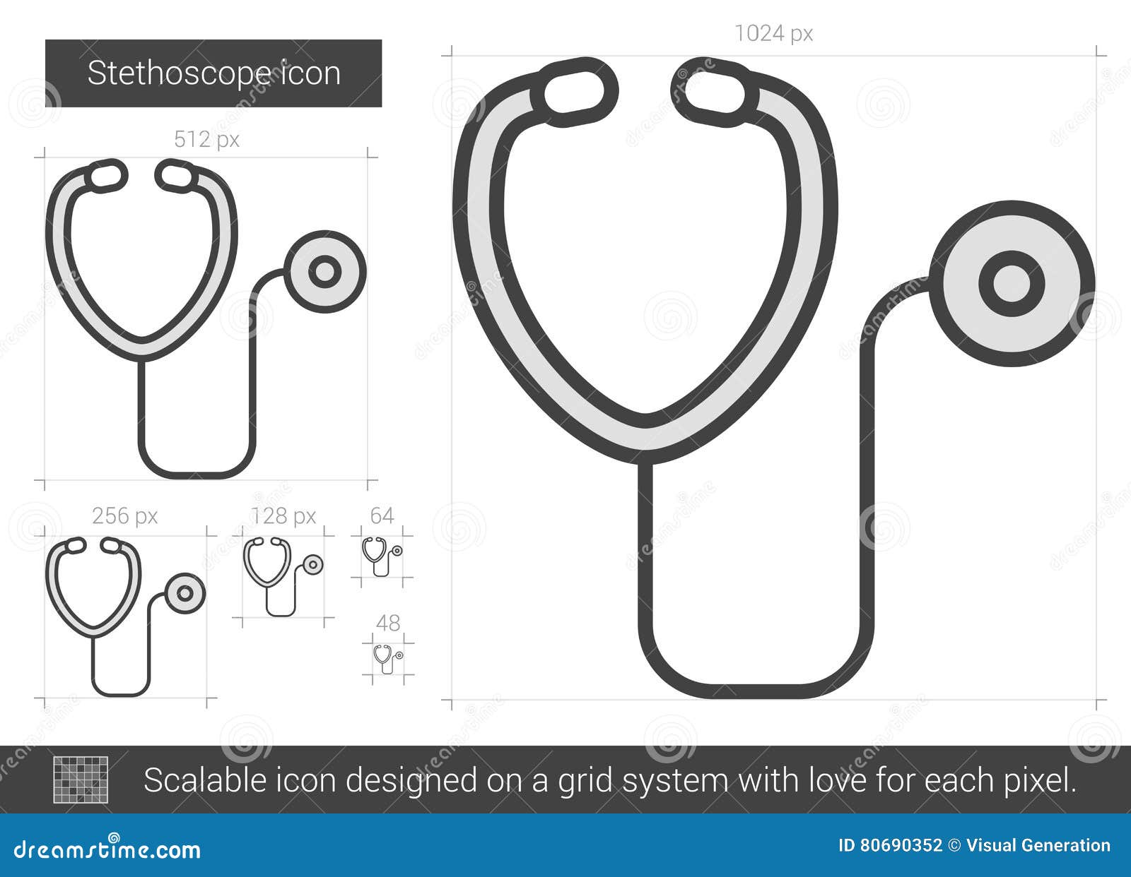 Stethoscope line icon. stock vector. Illustration of line - 80690352