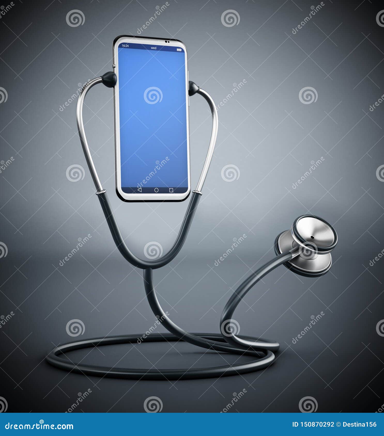 Stethoscope Listening To the Smartphone. 3D Illustration Stock ...
