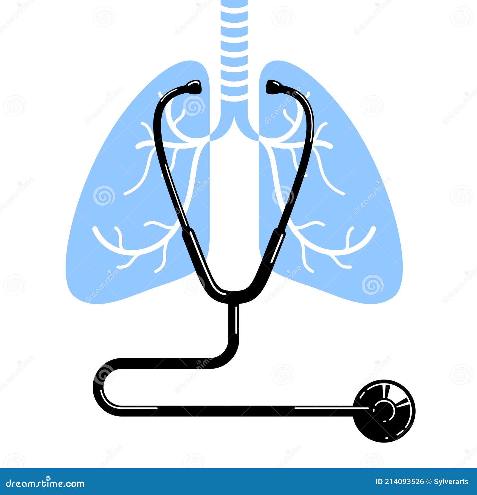 Stethoscope With Lungs Vector Simple Icon Isolated Over White
