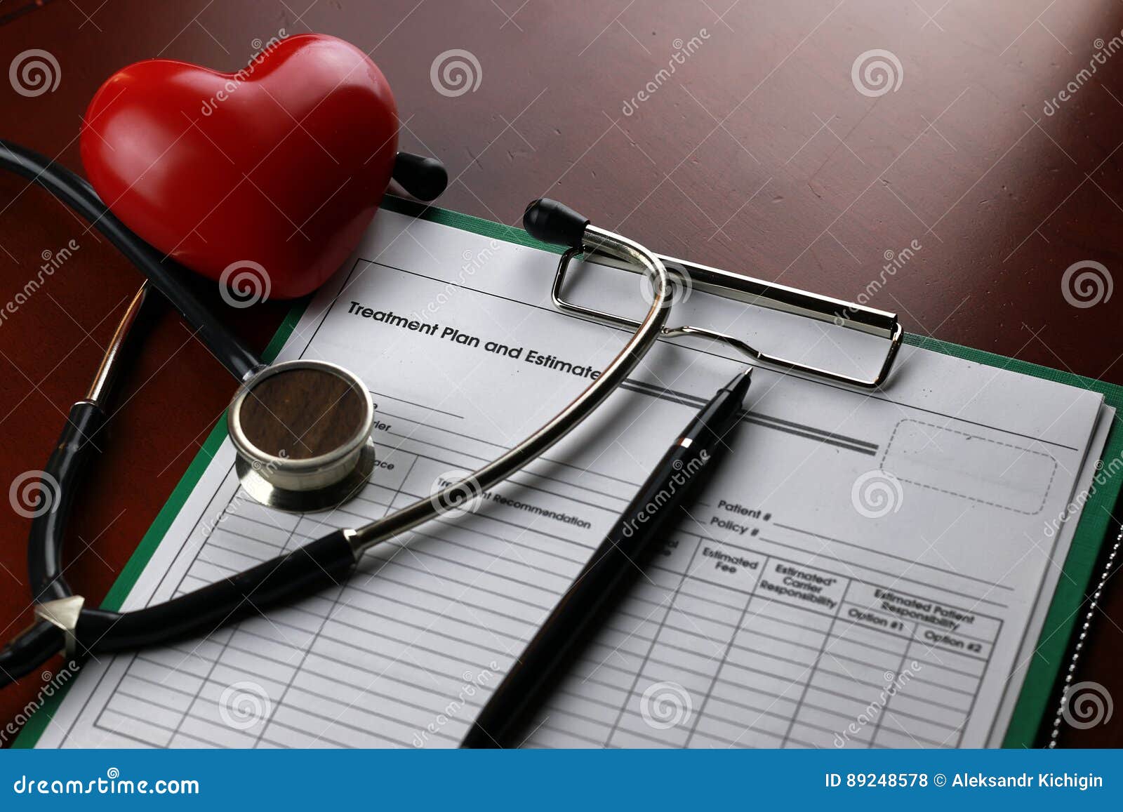 Stethoscope Medical Documents Pen Stock Photo - Image of examination ...