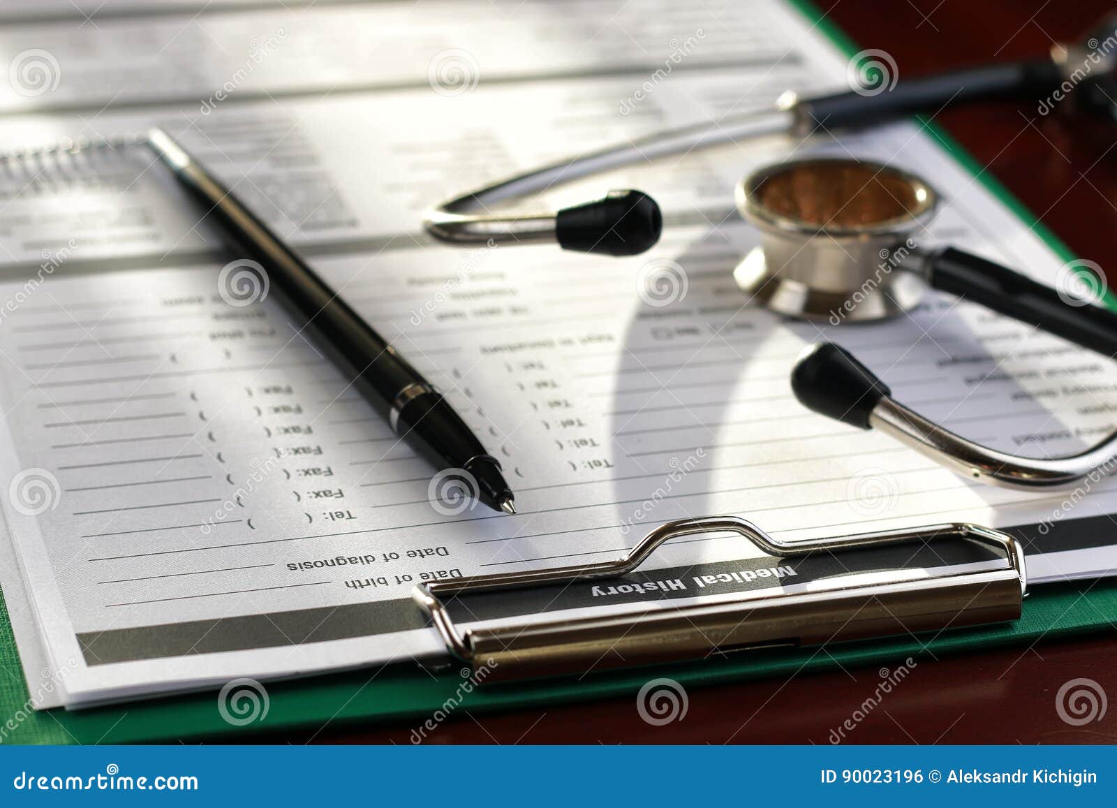 Stethoscope Medical Documents Pen Stock Photo - Image of cardiologist ...