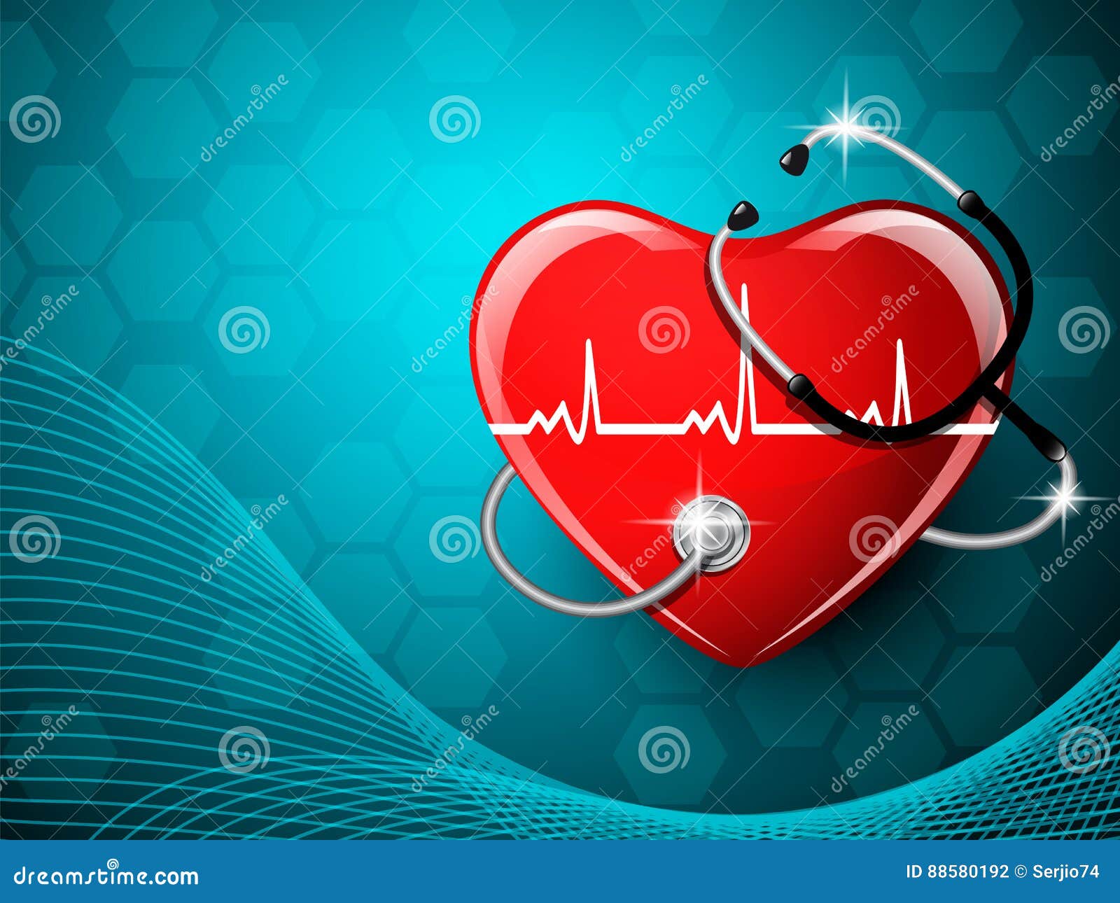 Stethoscope Medical Equipment and Heart Shape. Stock Vector ...