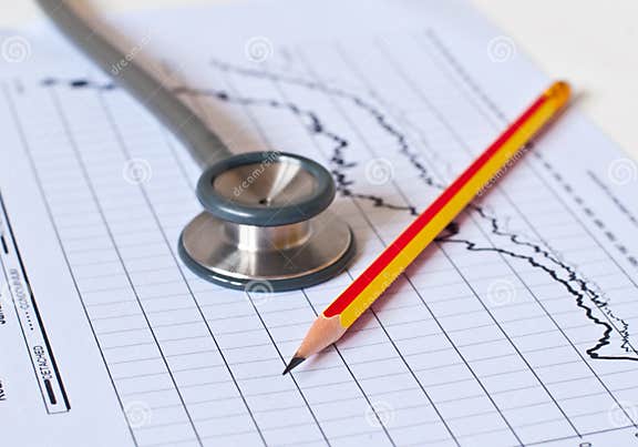 Stethoscope on Medical Graph . Stock Photo - Image of exam, healthy ...
