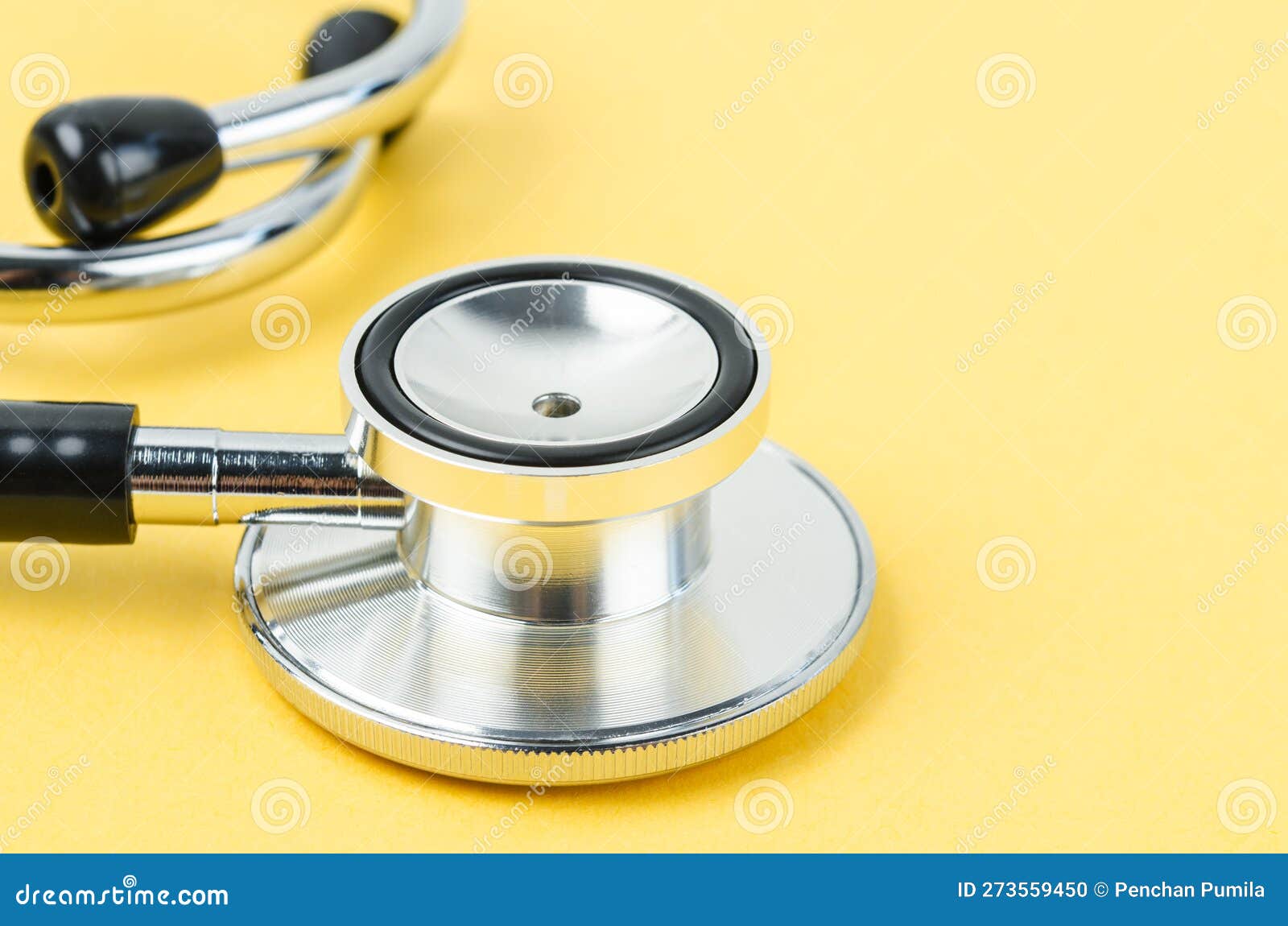 A Stethoscope Medical on Yellow Color Background Stock Photo - Image of ...