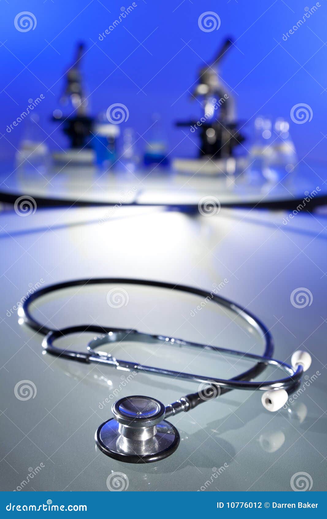 Stethoscope and Microscopes in Medical Laboratory Stock Photo - Image ...