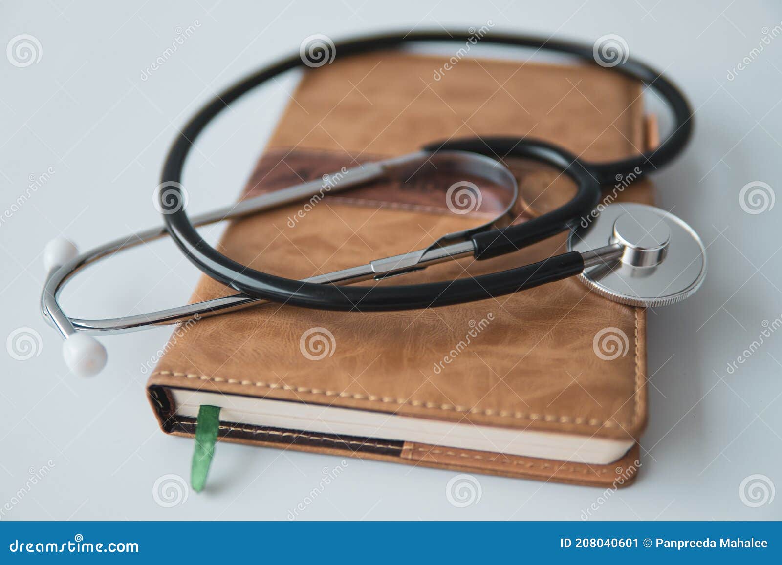 Stethoscope on Note Book with White Background Stock Image - Image of ...