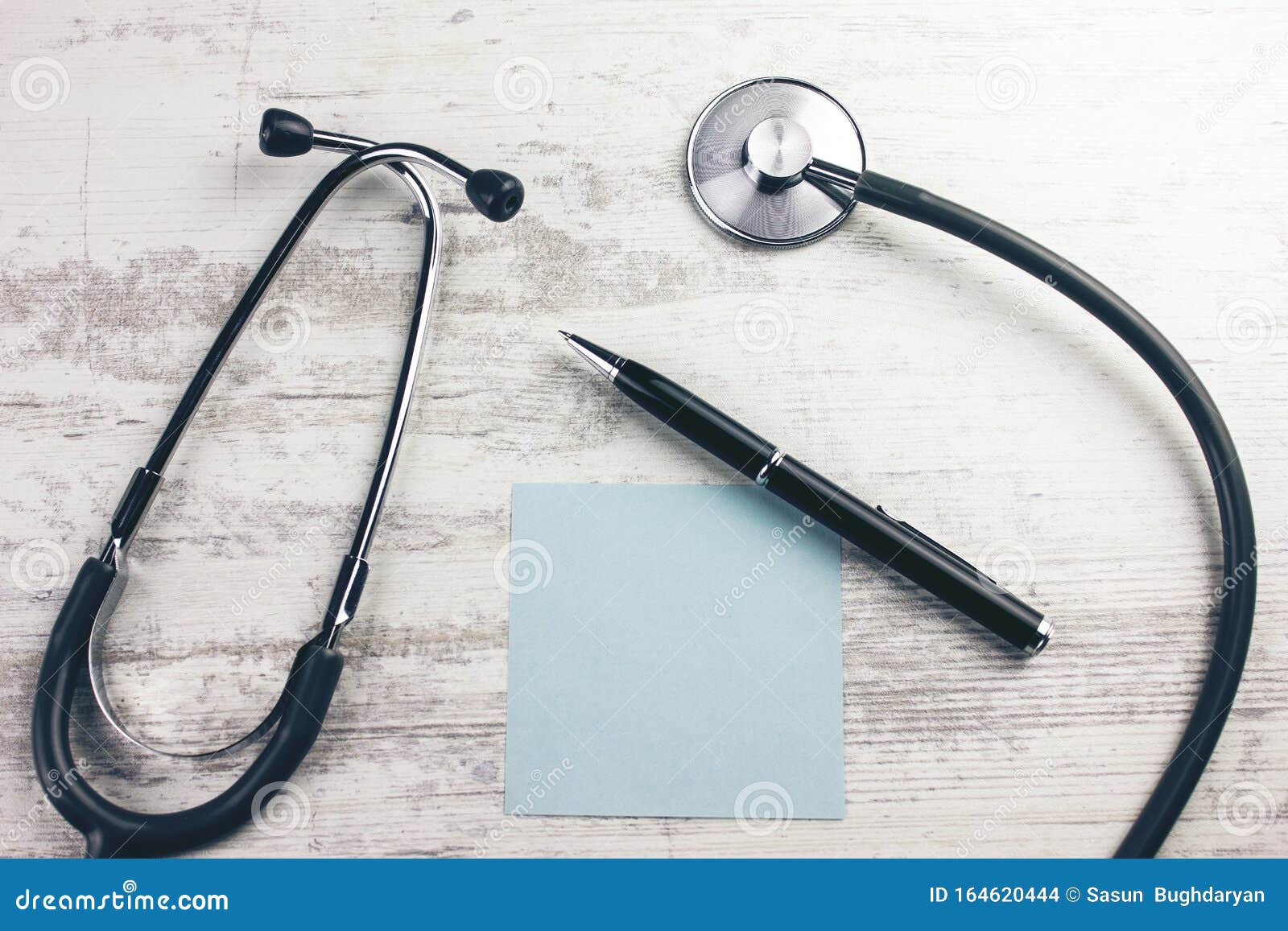 Stethoscope and Note with Pens on the Table Stock Photo - Image of note ...