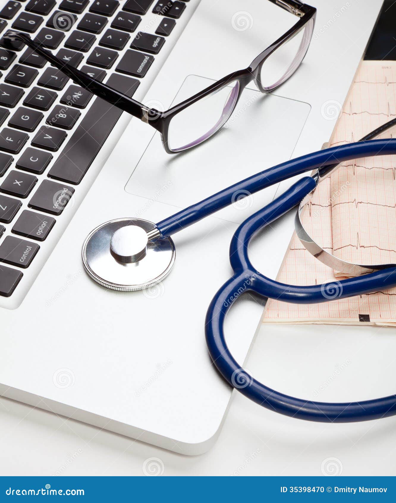 Stethoscope on Notebook Computer Stock Photo - Image of heart ...