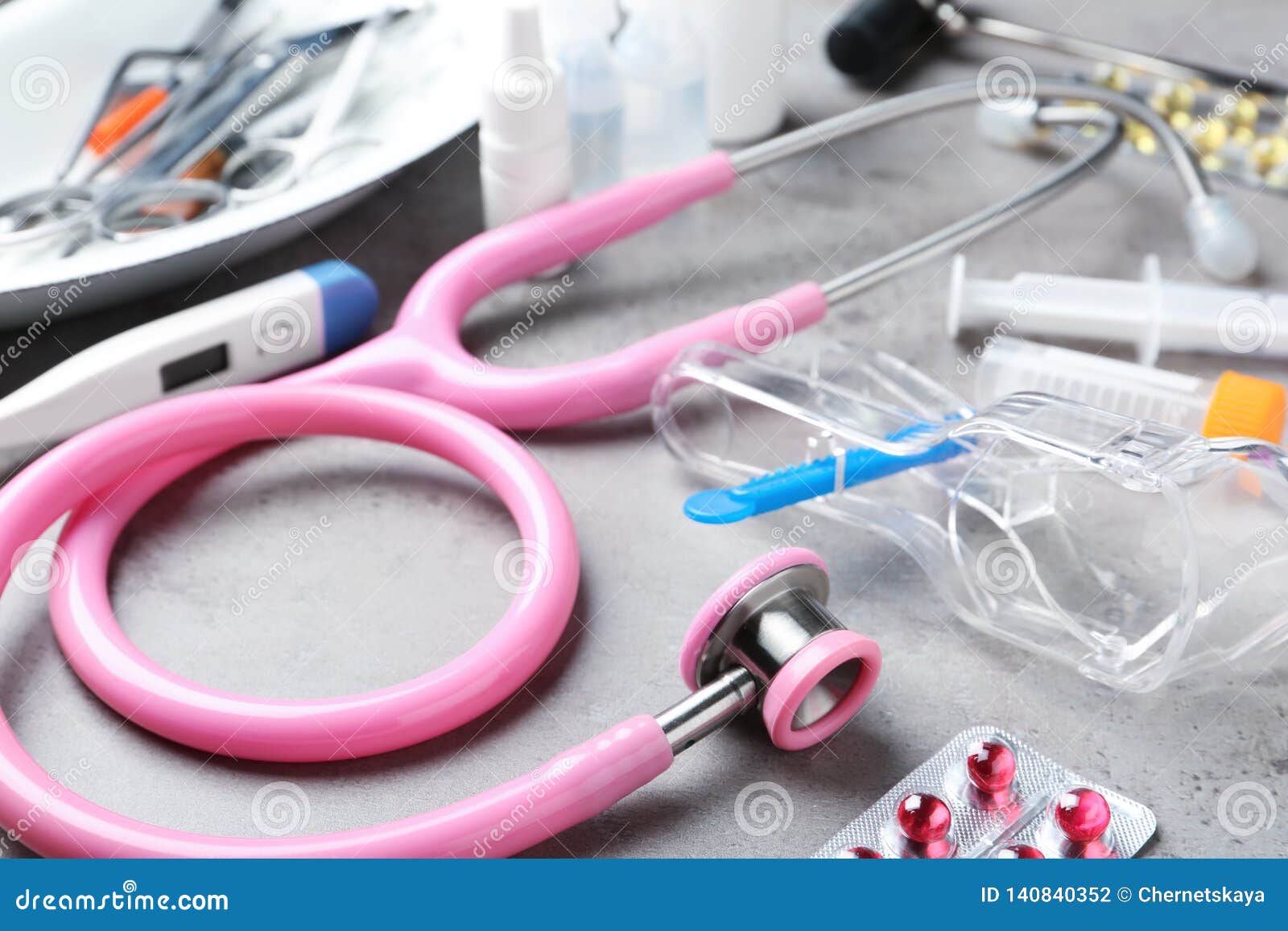 Stethoscope and Other Medical Objects Stock Photo - Image of disease ...