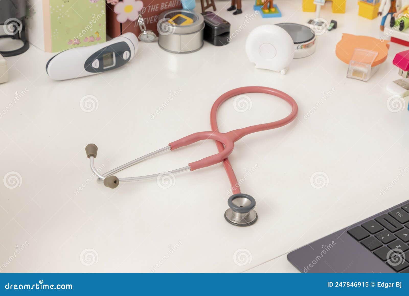 Stethoscope and Pediatric Equipment, on the Desk of a Pediatric Office ...