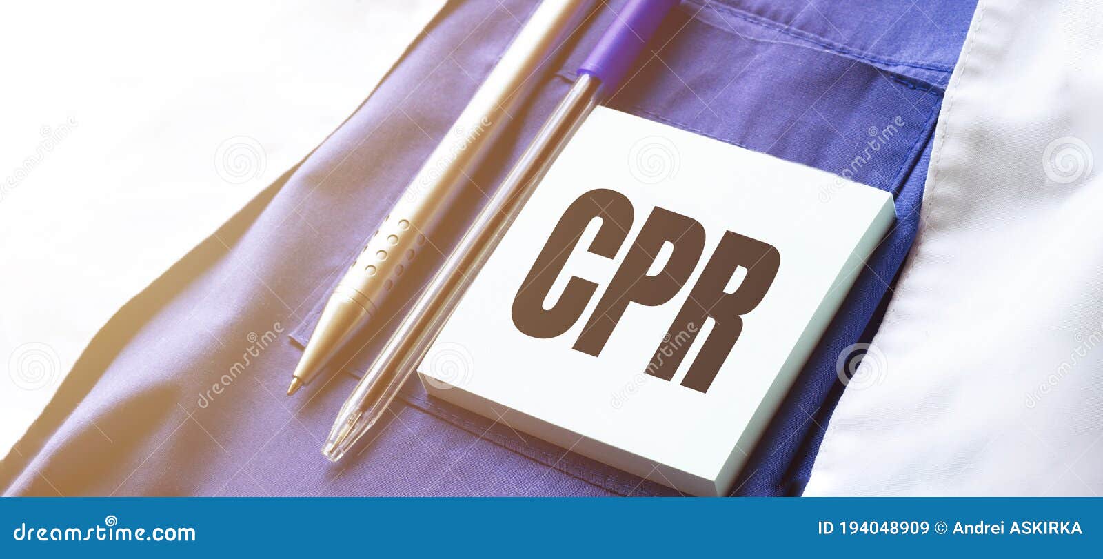 Stethoscope, Pens and Note with Text CPR on the Doctor Uniform Stock ...