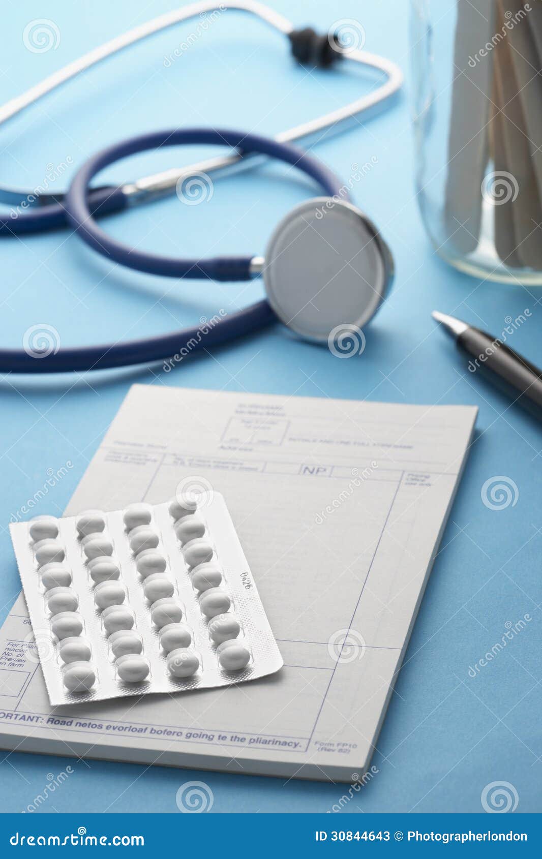 Stethoscope, Prescription Medical Form Lying On A Table With Pc ...