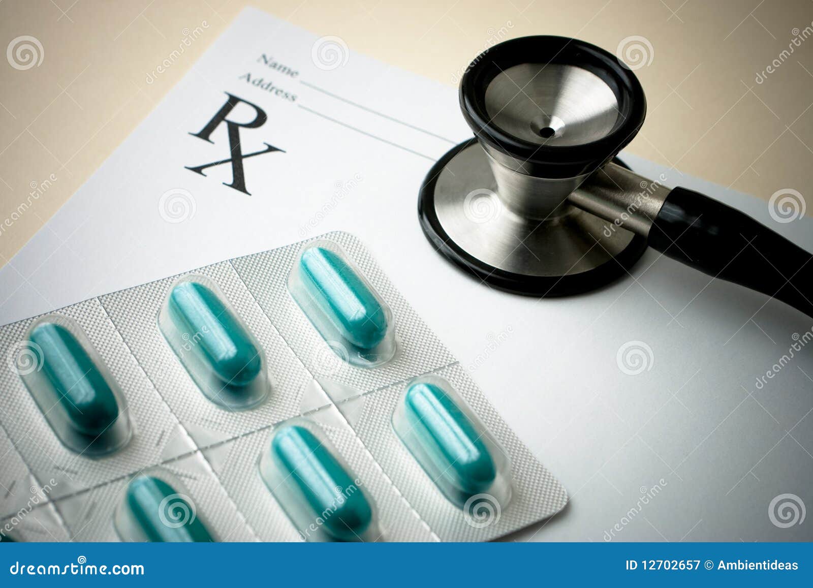 Stethoscope and Prescription Paper with PIll Packa Stock Image - Image ...