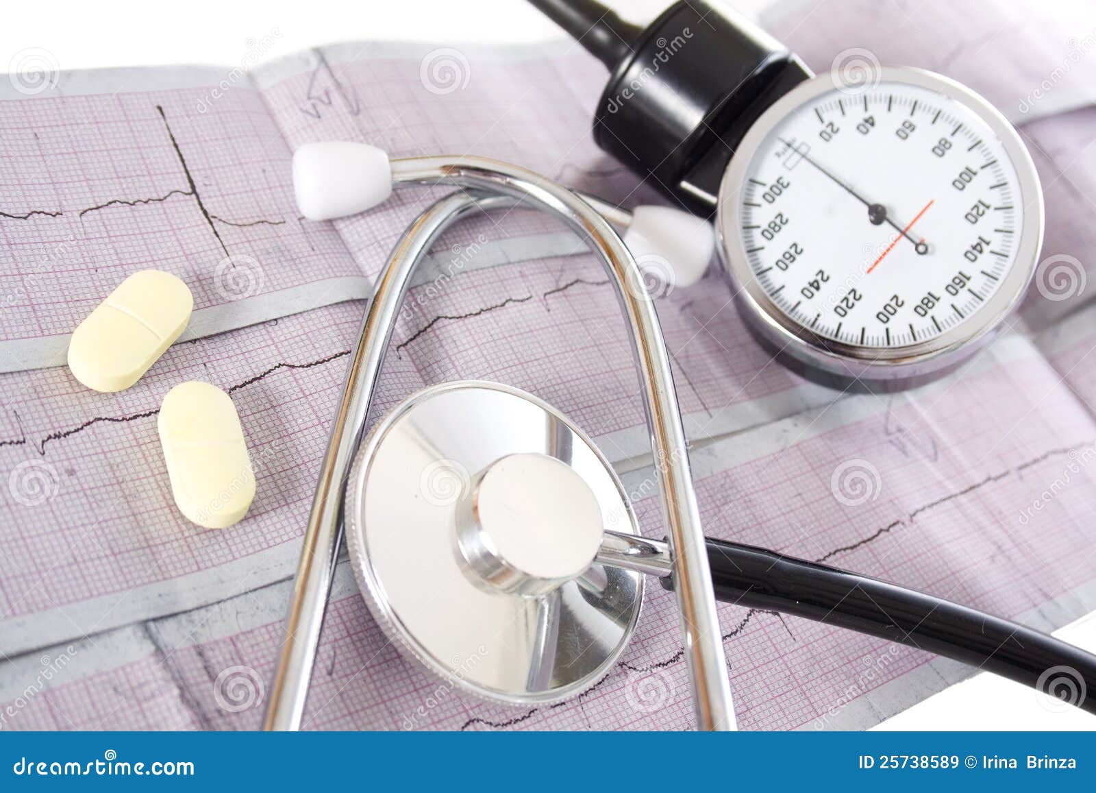 Stethoscope on a real EKG stock image. Image of life - 25738589