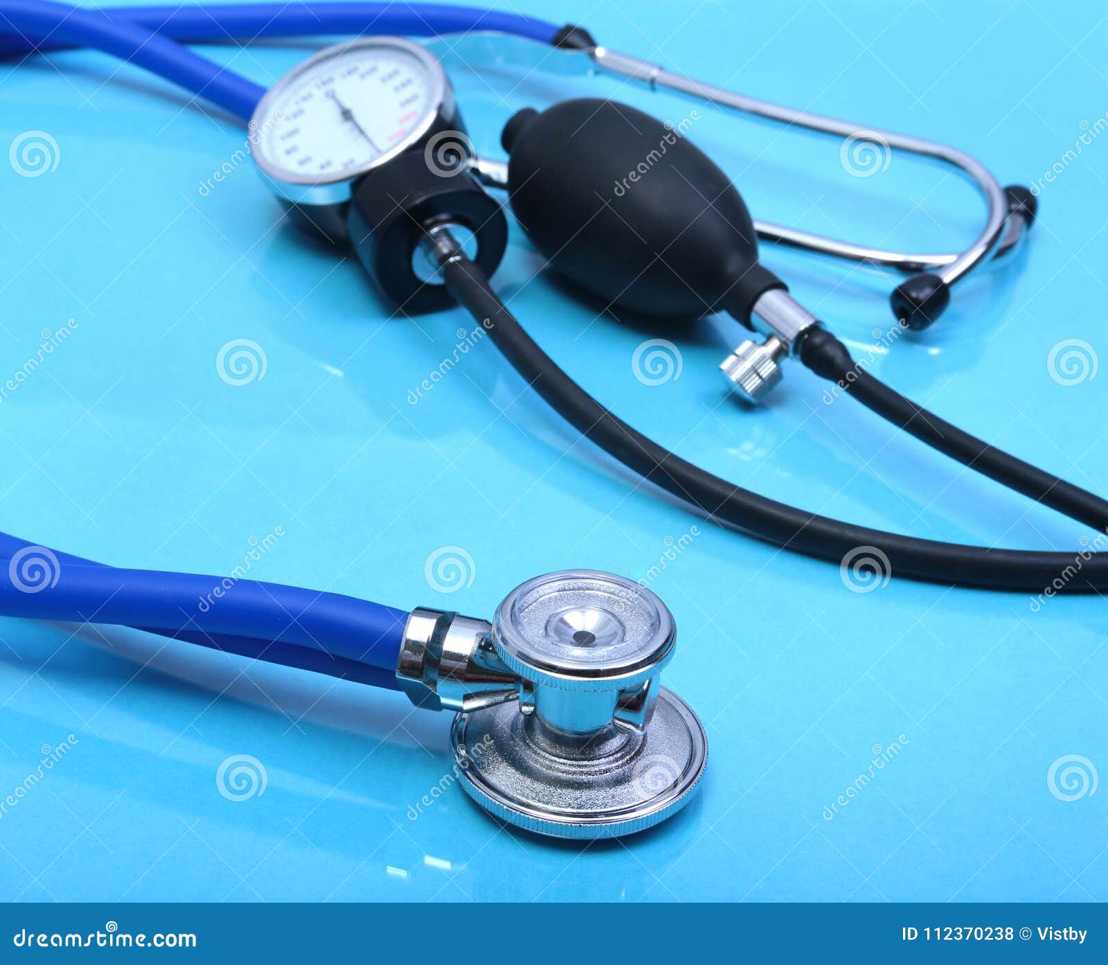 Stethoscope, Red Heart and Blood Pressure Meter on White Background ...