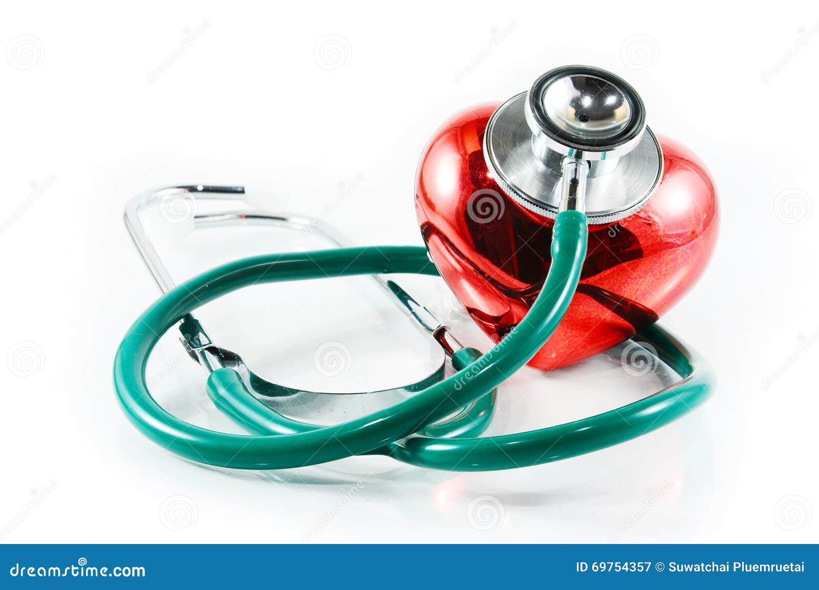 Stethoscope with red heart stock image. Image of pulse - 69754357