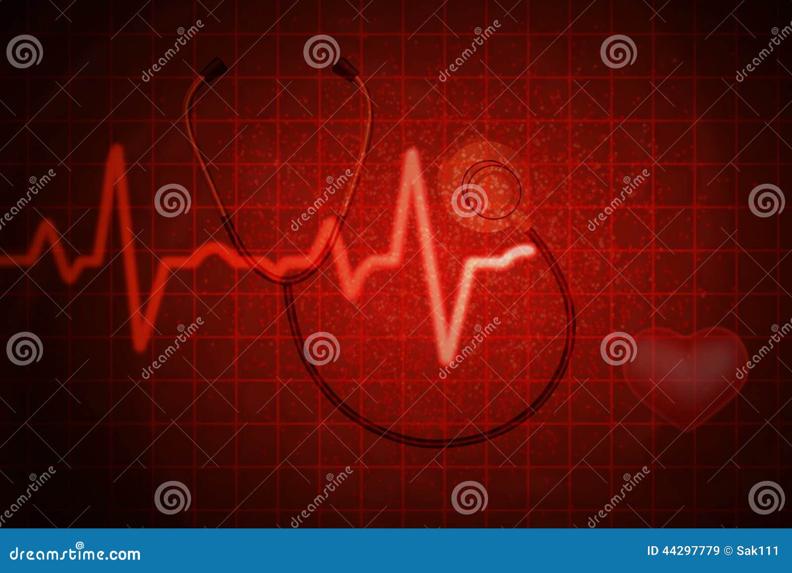 Stethoscope with Red Heart Monitor with Alpha Stock Illustration ...