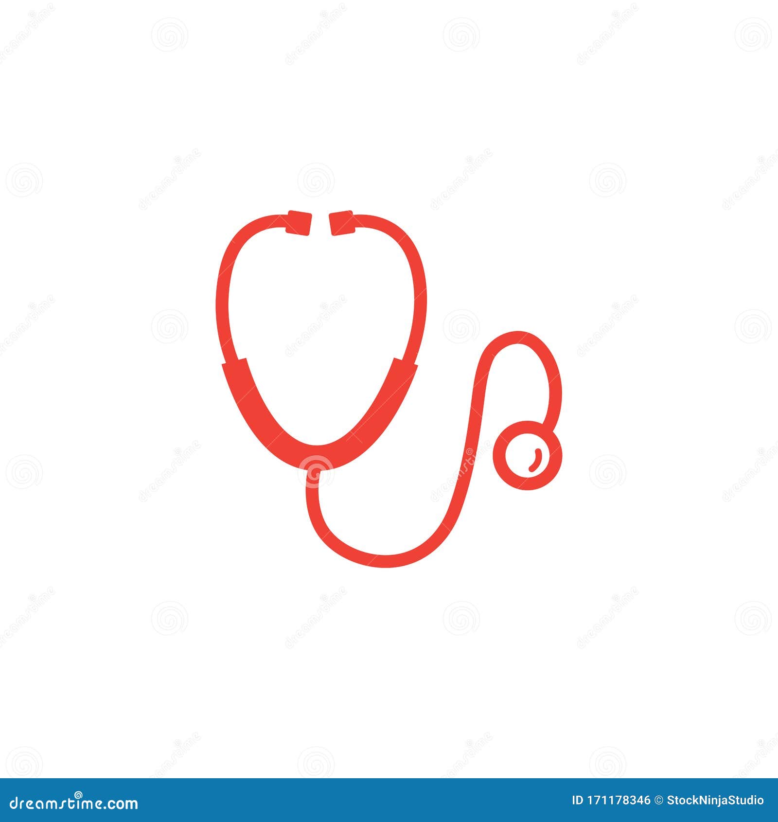 Stethoscope Red Icon on White Background. Red Flat Style Vector ...