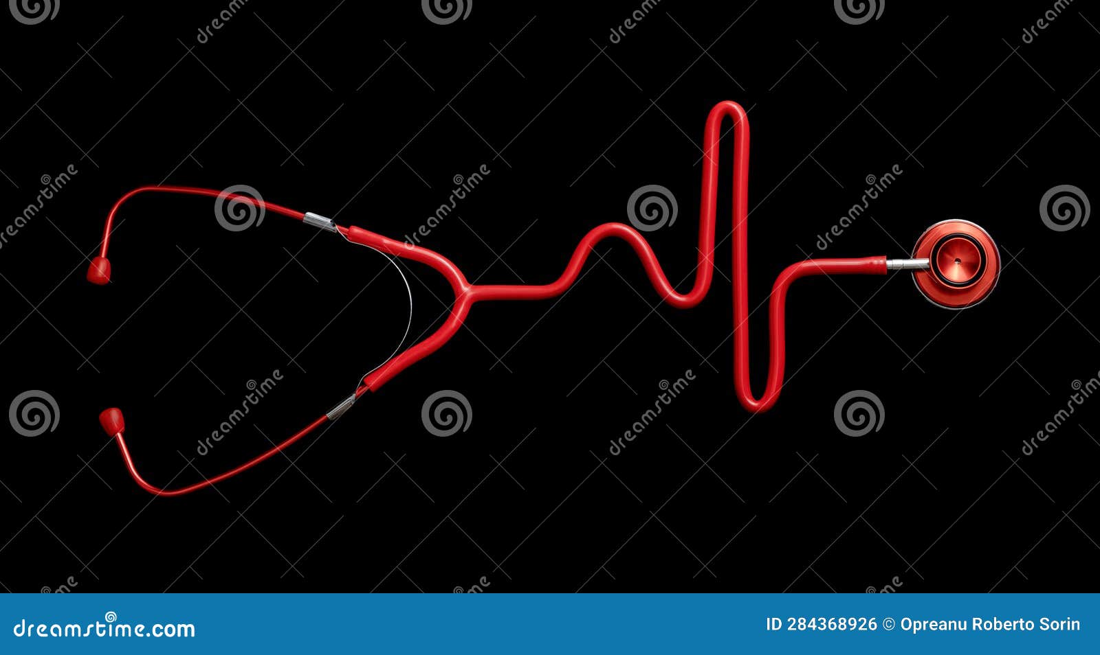 Red Stethoscope in the Shape of a Heart Beat on a EKG Stock Photo ...