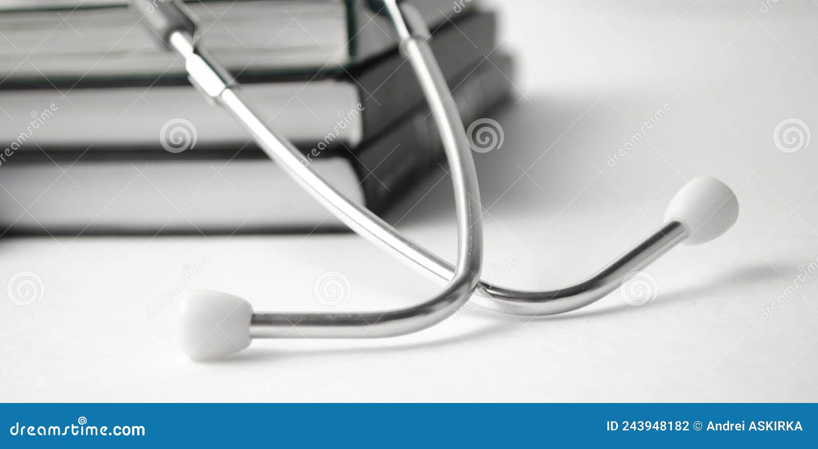 Stethoscope on Stack of Medical Guide Book for Doctor Learning ...
