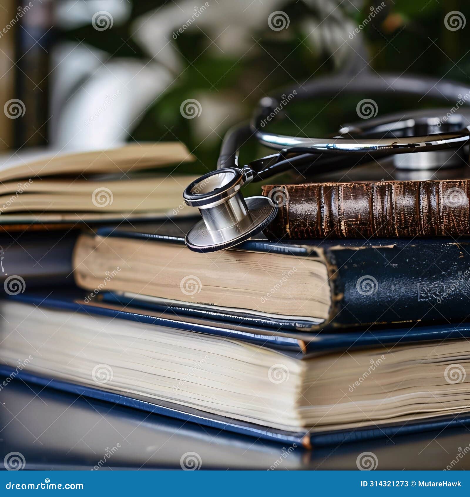 Stethoscope on a Stack of Old Books. Medical Background Stock ...