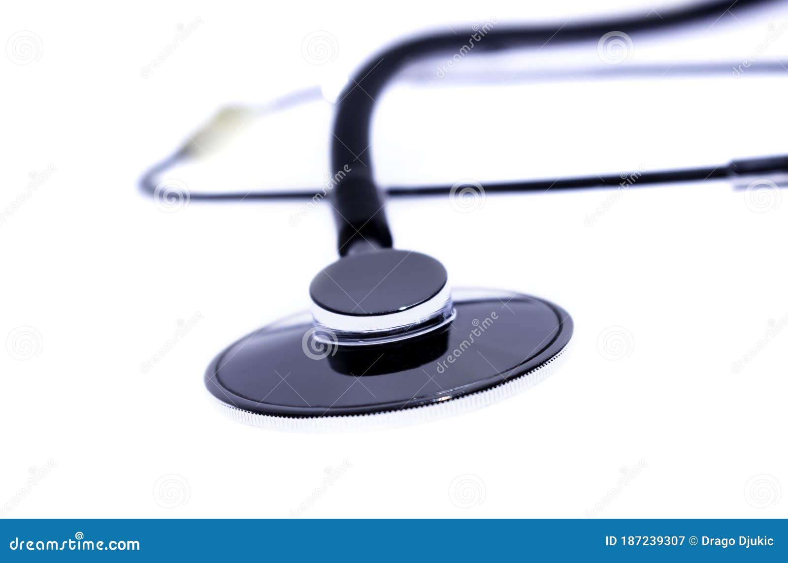 Stethoscope Standing on White Surface Front View Stock Image - Image of ...