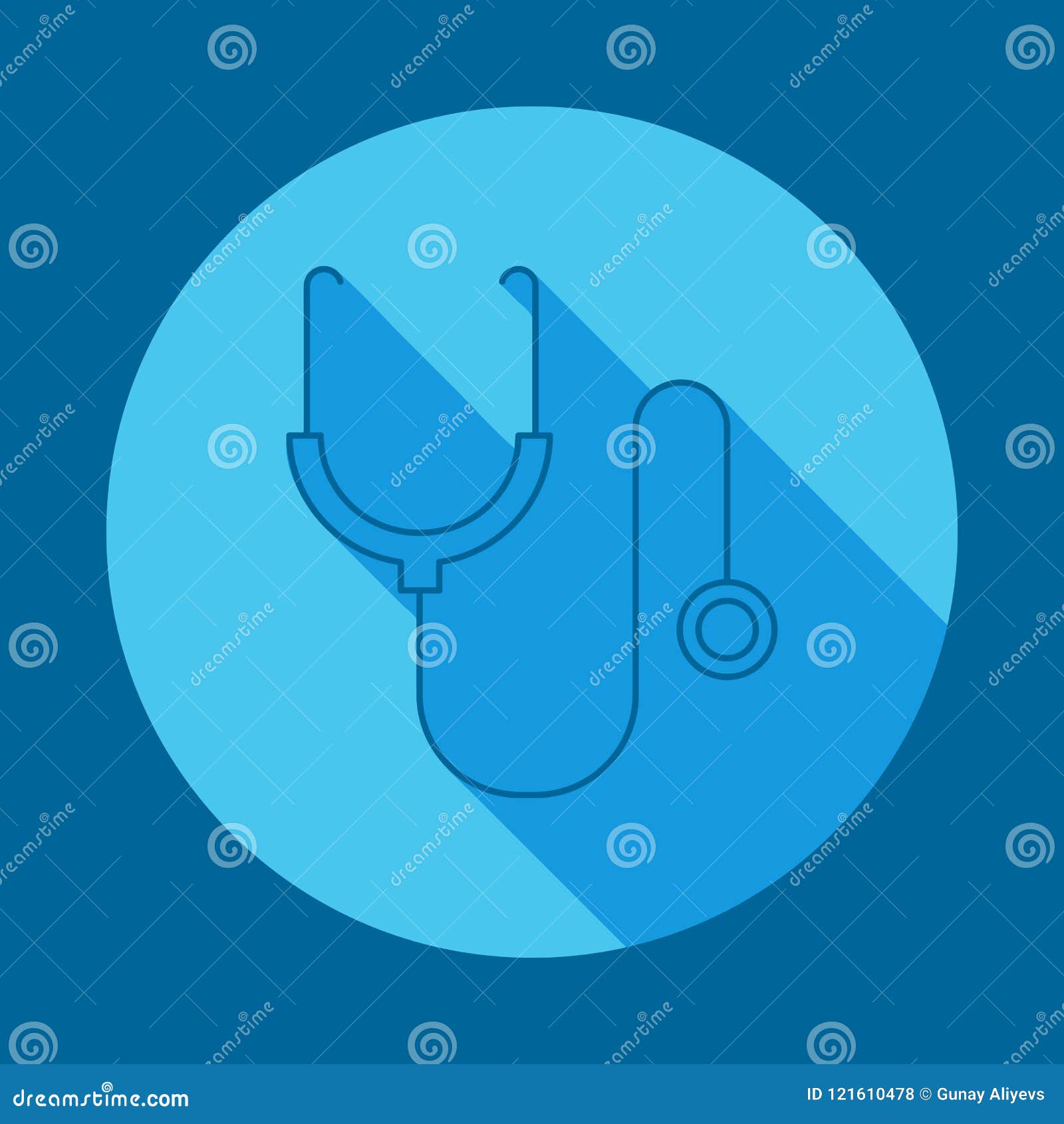 Stethoscope or Steth Flat Long Shadow Icon. Element of Medicine Icon ...